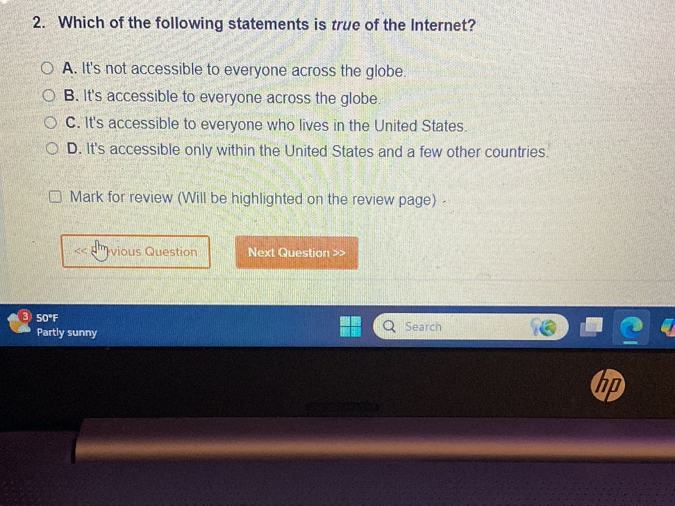 2. Which of the following statements is true | StudyX