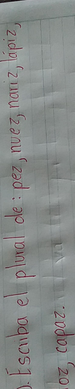 1. Escriba el plural de : pez, nuez, nariz, | StudyX
