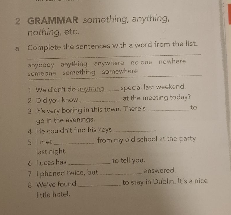 2 GRAMMAR something, anything, nothing, etc. | StudyX