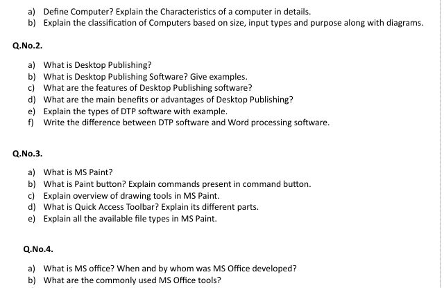 a) Define Computer? Explain the | StudyX
