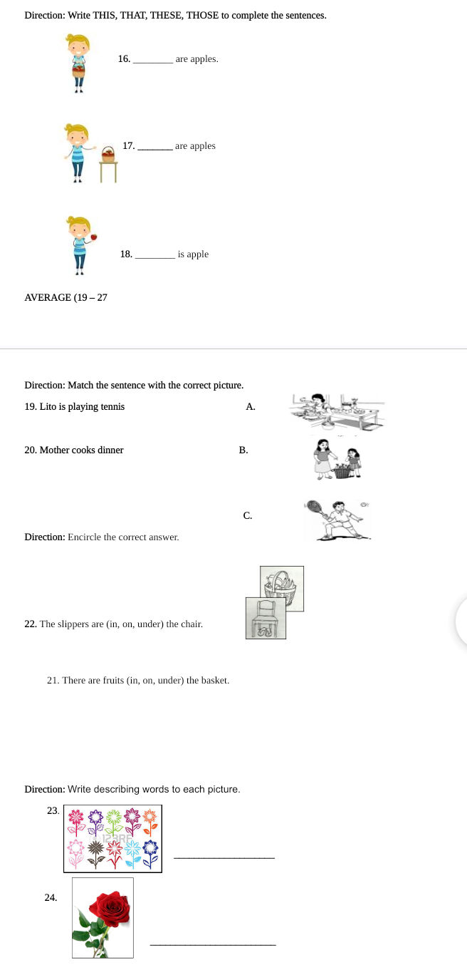 Direction: Write THIS, THAT, THESE, THOSE to | StudyX