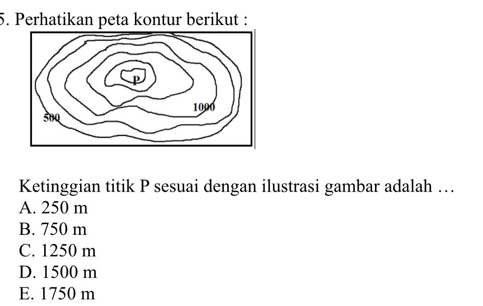 5. Perhatikan peta kontur berikut : | StudyX