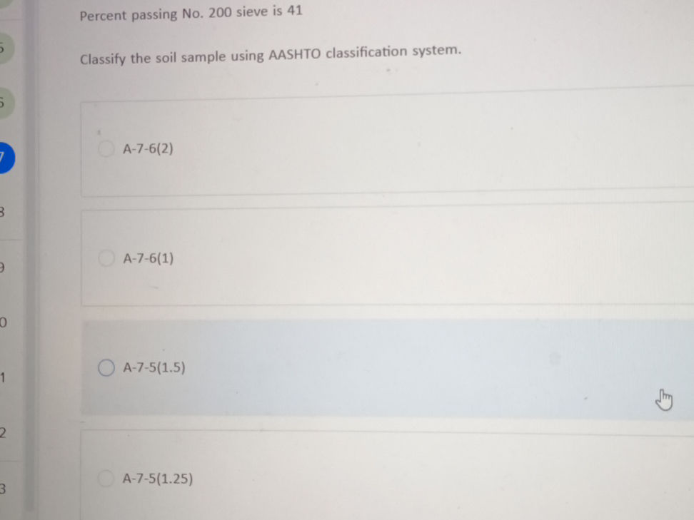 Percent passing No. 200 sieve is 41 | StudyX