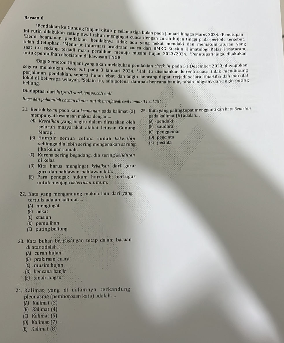 21. Bentuk ke-an pada kata keamanan pada | StudyX