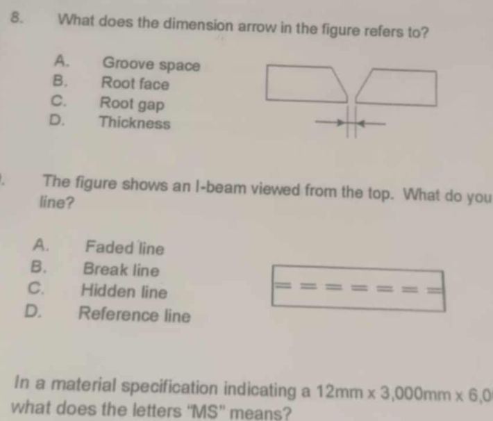 8. What does the dimension arrow in the | StudyX