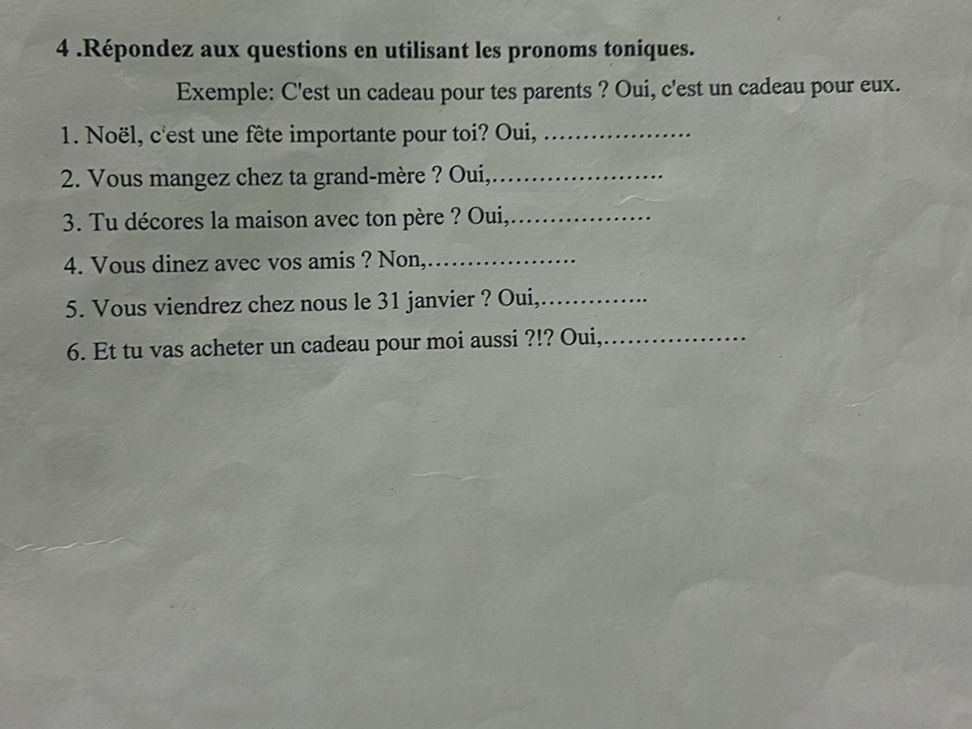 4. Répondez aux questions en utilisant les | StudyX