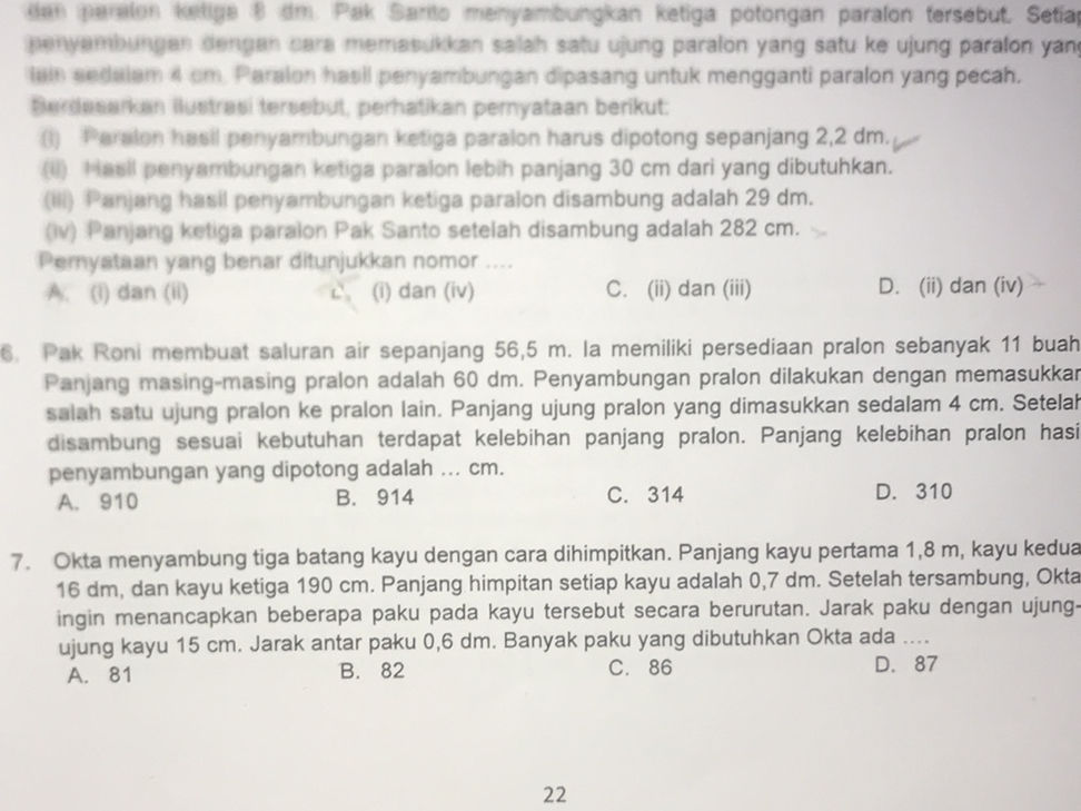 5. dan paralon ketiga 8 dm. Pak Santo | StudyX