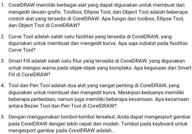 1. CorelDRAW memiliki berbagai alat yang | StudyX