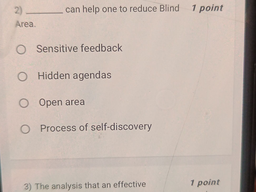 2) ______ can help one to reduce Blind Area. | StudyX