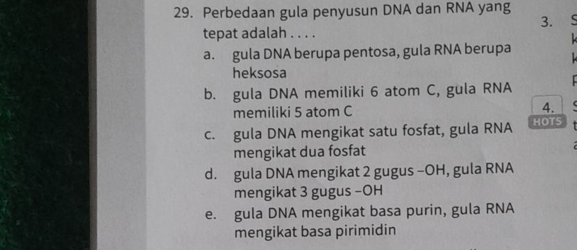 29. Perbedaan gula penyusun DNA dan RNA yang | StudyX