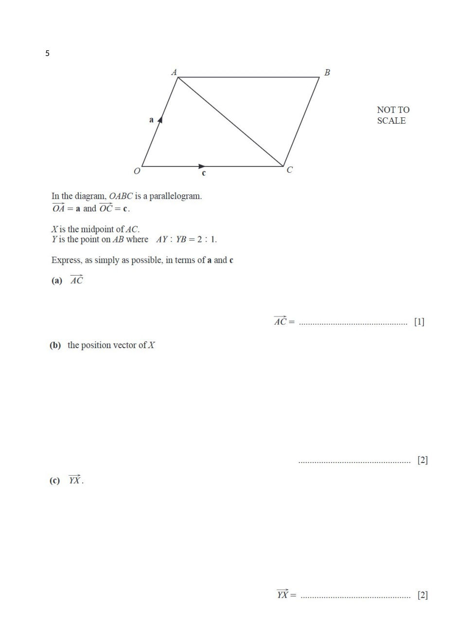 In the diagram, $OABC$ is a parallelogram.