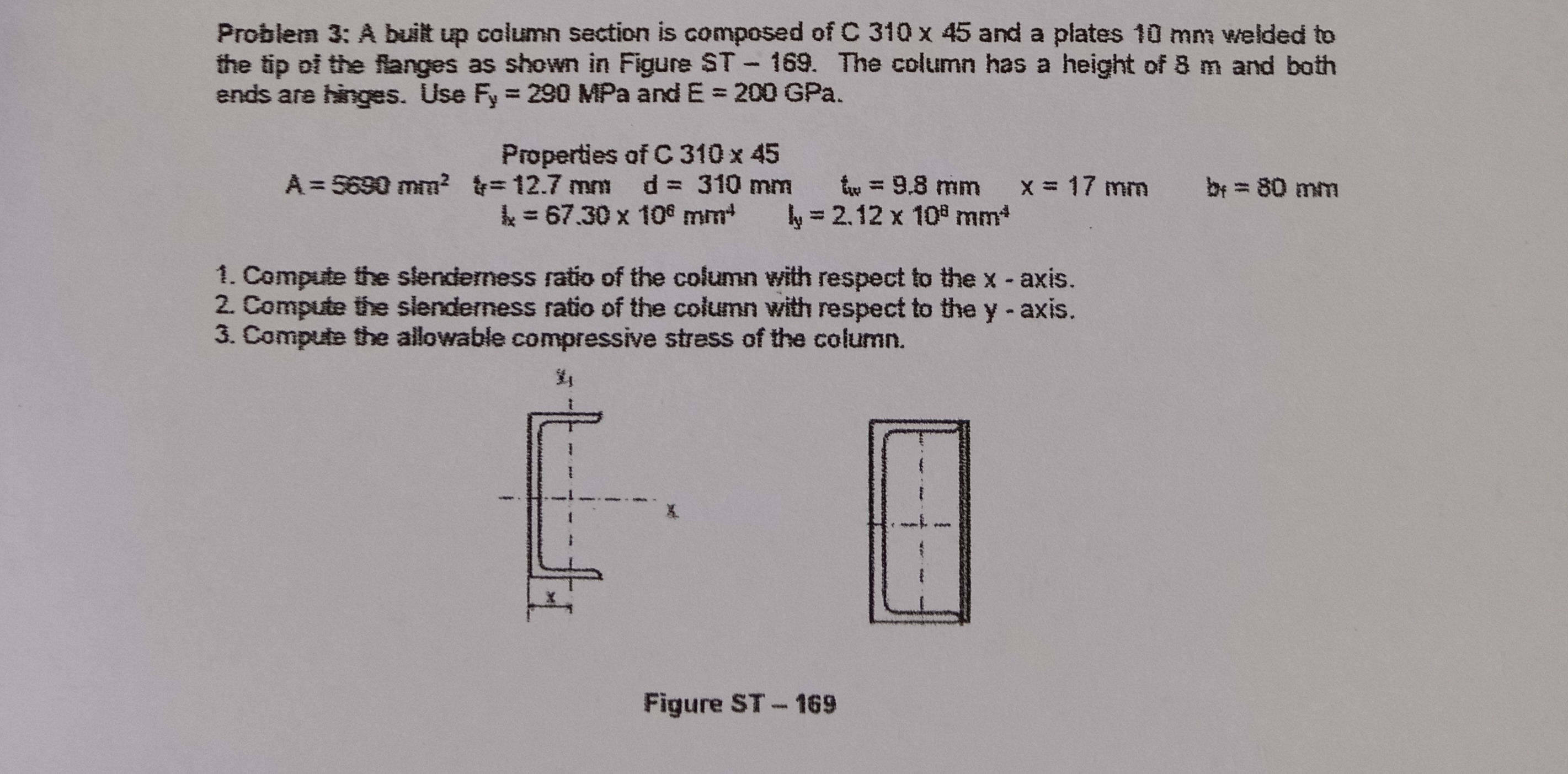 Problem 3: A built up column section is | StudyX