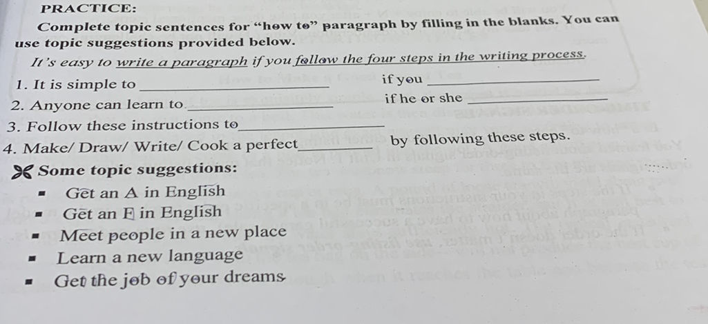 PRACTICE: Complete topic sentences for "how | StudyX
