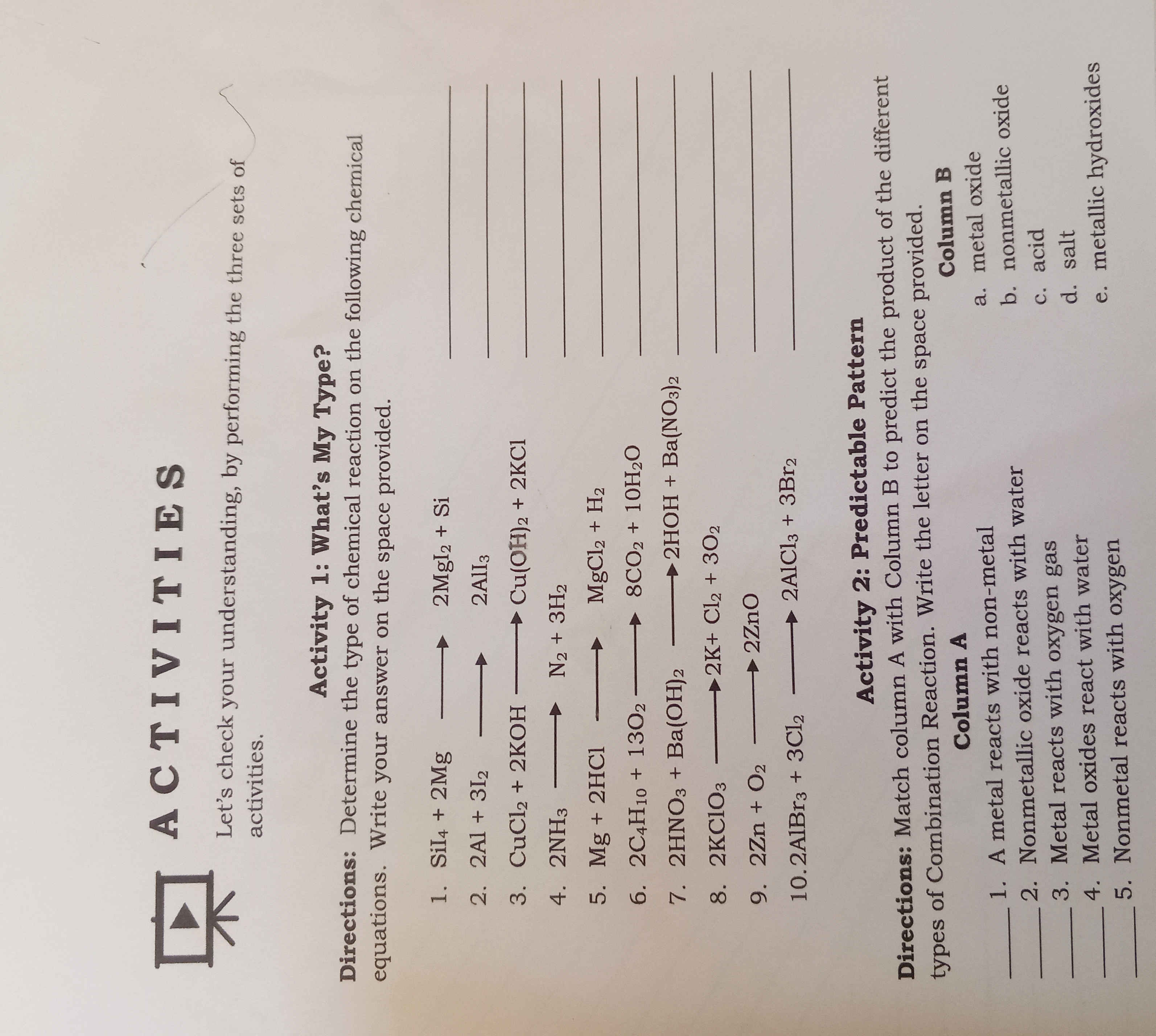 Activity 1: What's My Type? Directions: | StudyX