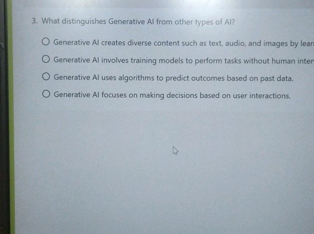 3. What distinguishes Generative AI from | StudyX