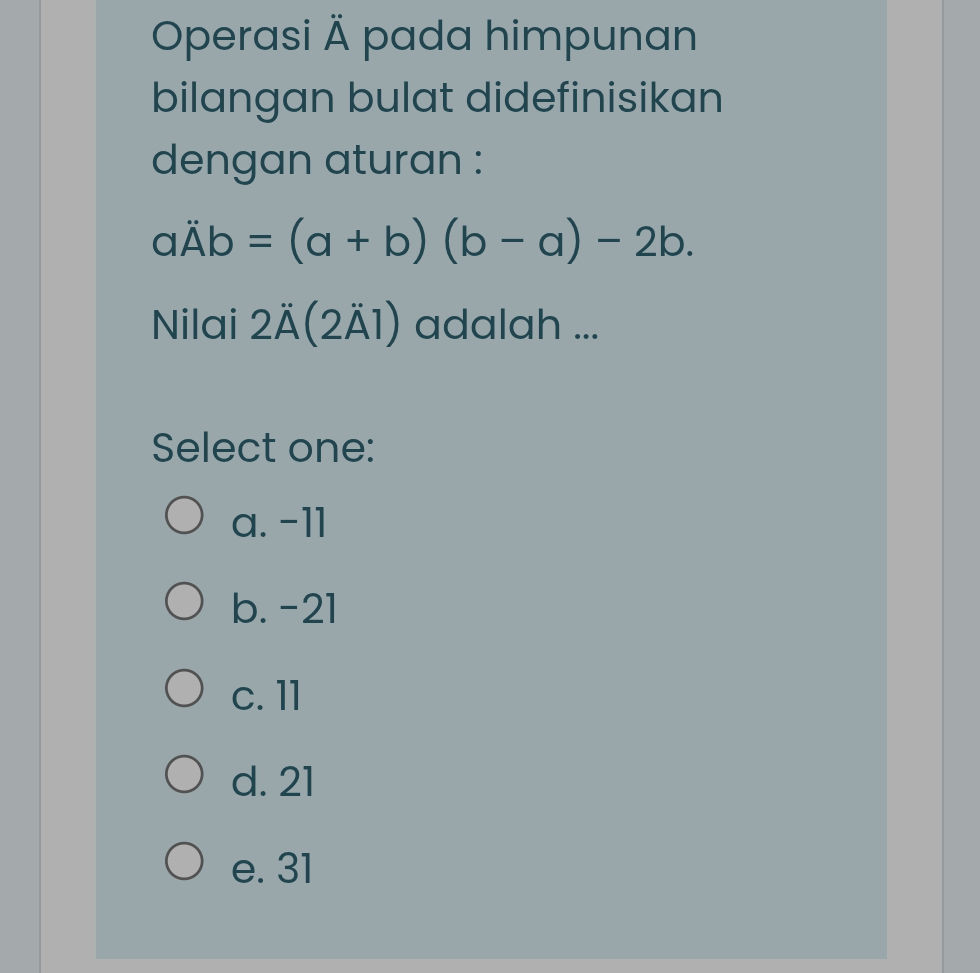 Operasi Ä pada himpunan bilangan bulat | StudyX