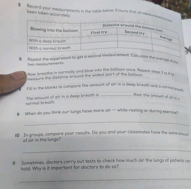 5 Record your measurements in the table | StudyX