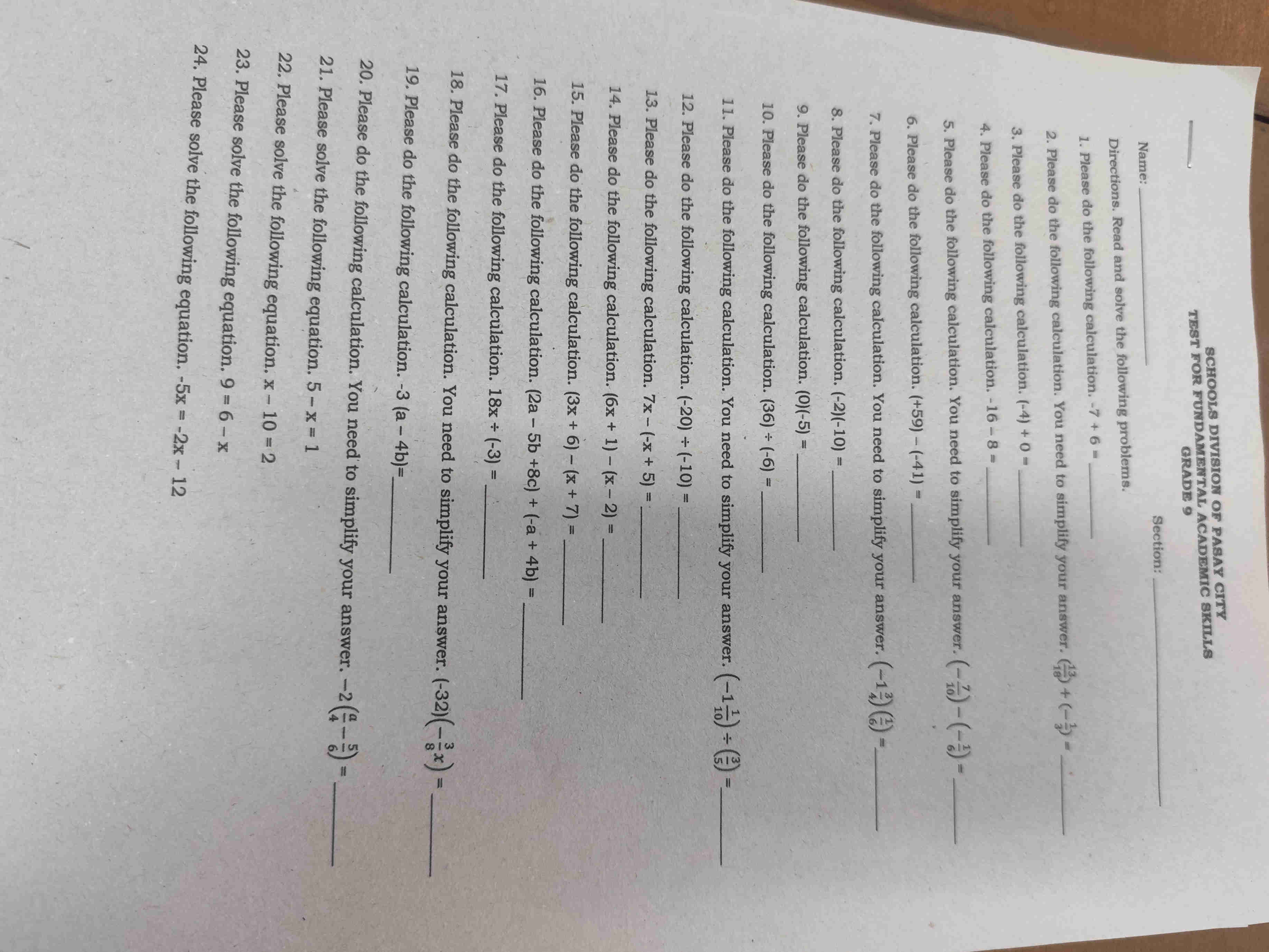 1. Please do the following calculation. -7 + | StudyX