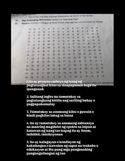 I. Panuto: Guhitan o bilugan sa Word Puzzle | StudyX