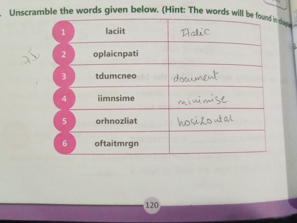 Unscramble the words given below. (Hint: The | StudyX