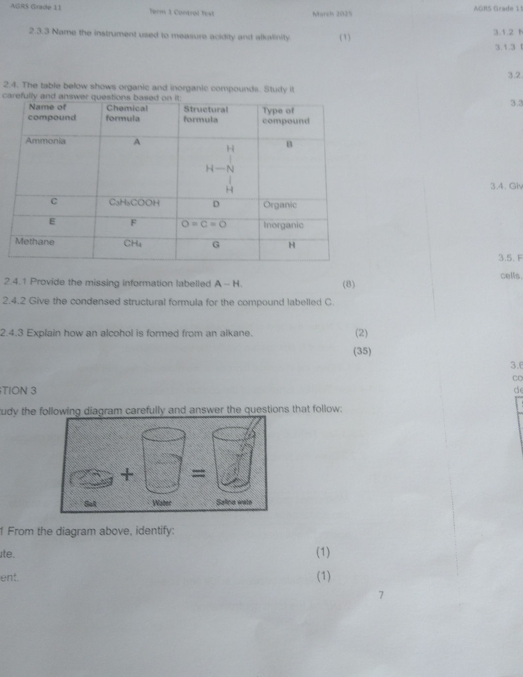 2.3.3 Name the instrument used to measure | StudyX