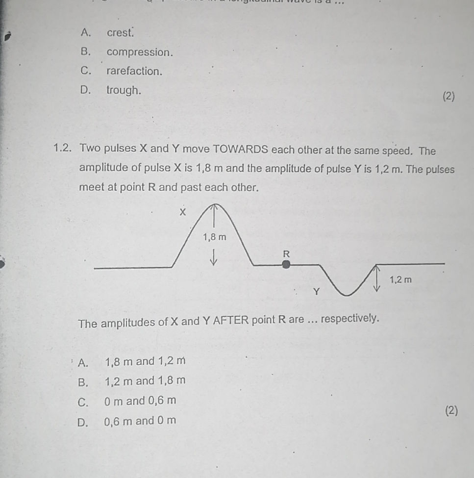 1. 2. Two pulses X and Y move TOWARDS each | StudyX