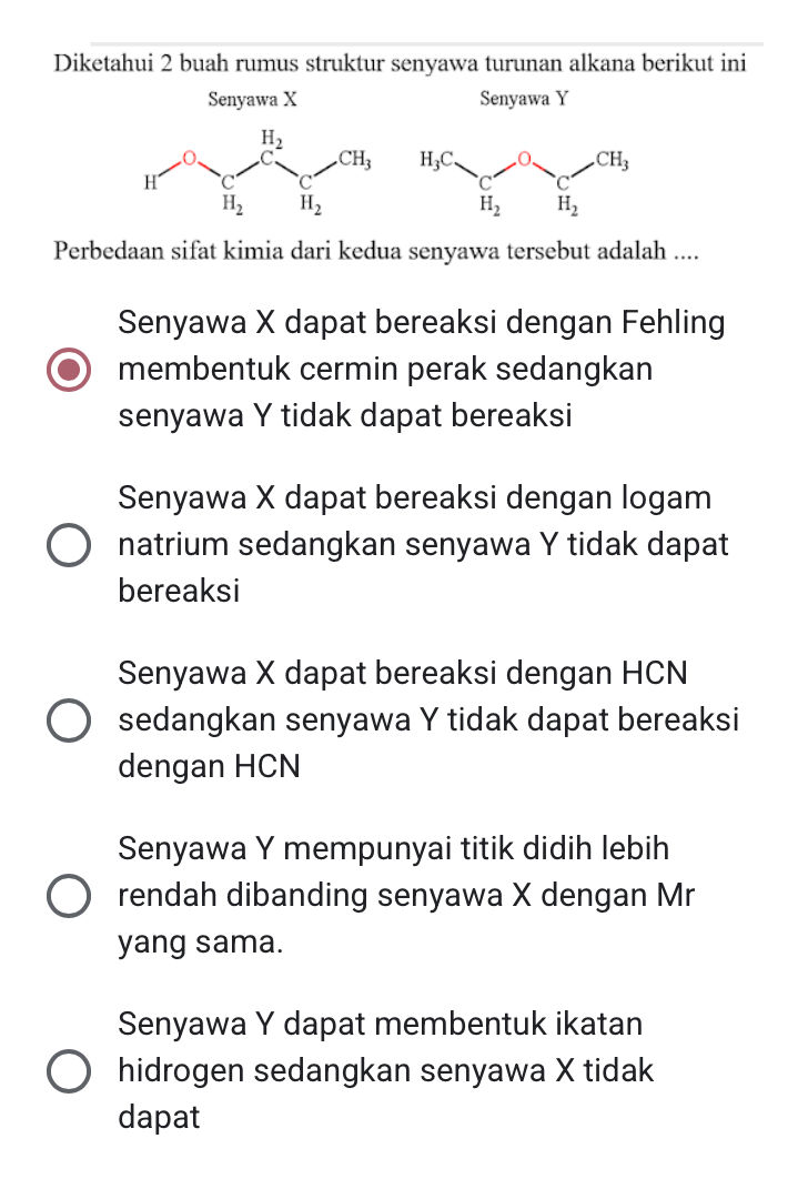 Diketahui 2 buah rumus struktur senyawa | StudyX