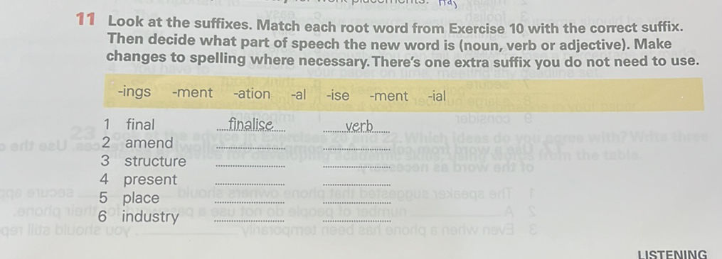 11 Look at the suffixes. Match each root | StudyX