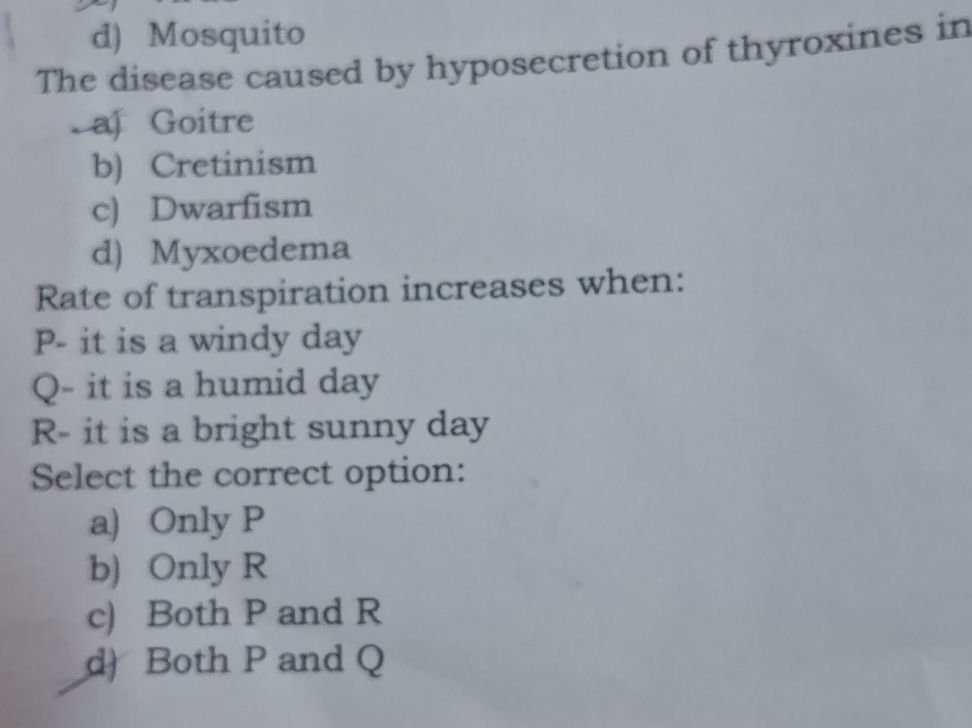 The disease caused by hyposecretion of | StudyX