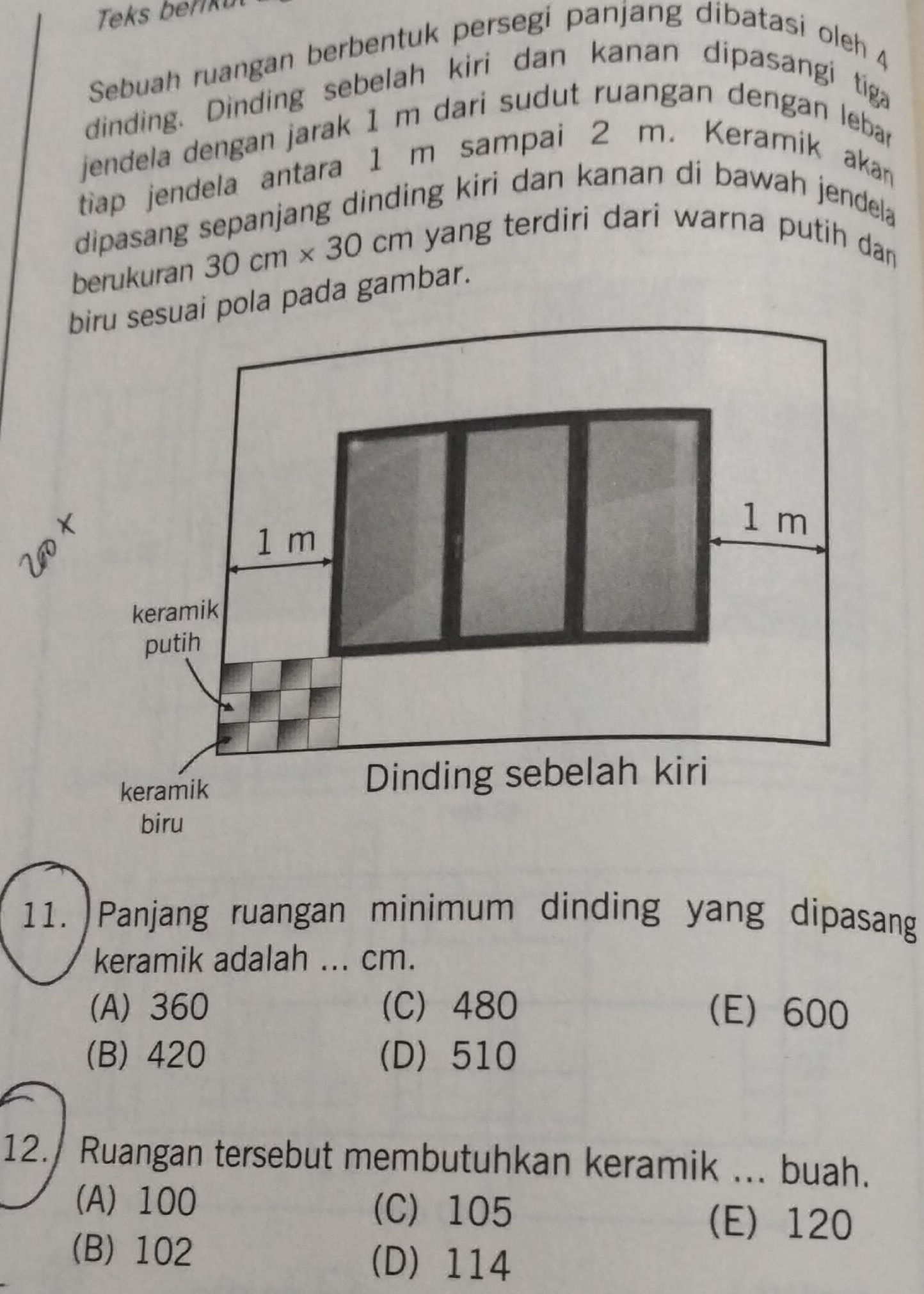 11. Panjang ruangan minimum dinding yang | StudyX