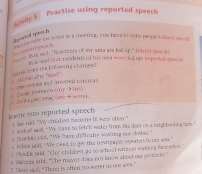 Practise using reported speech Reported | StudyX