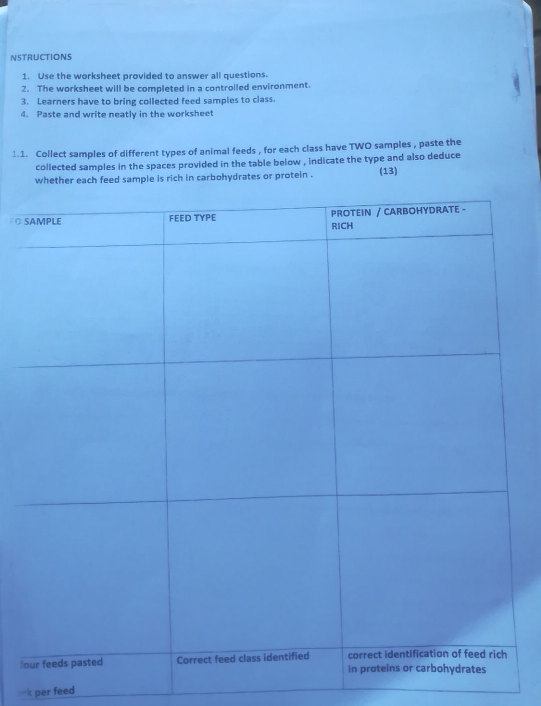 1. Collect samples of different types of | StudyX