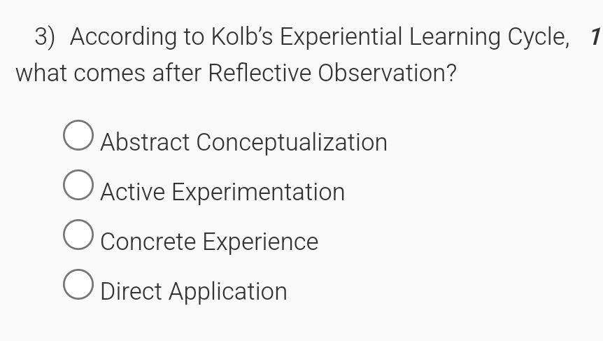 3) According to Kolb's Experiential Learning | StudyX