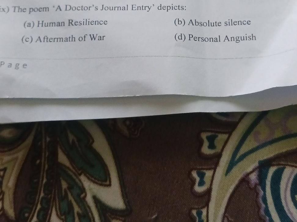 ix) The poem 'A Doctor's Journal Entry' | StudyX