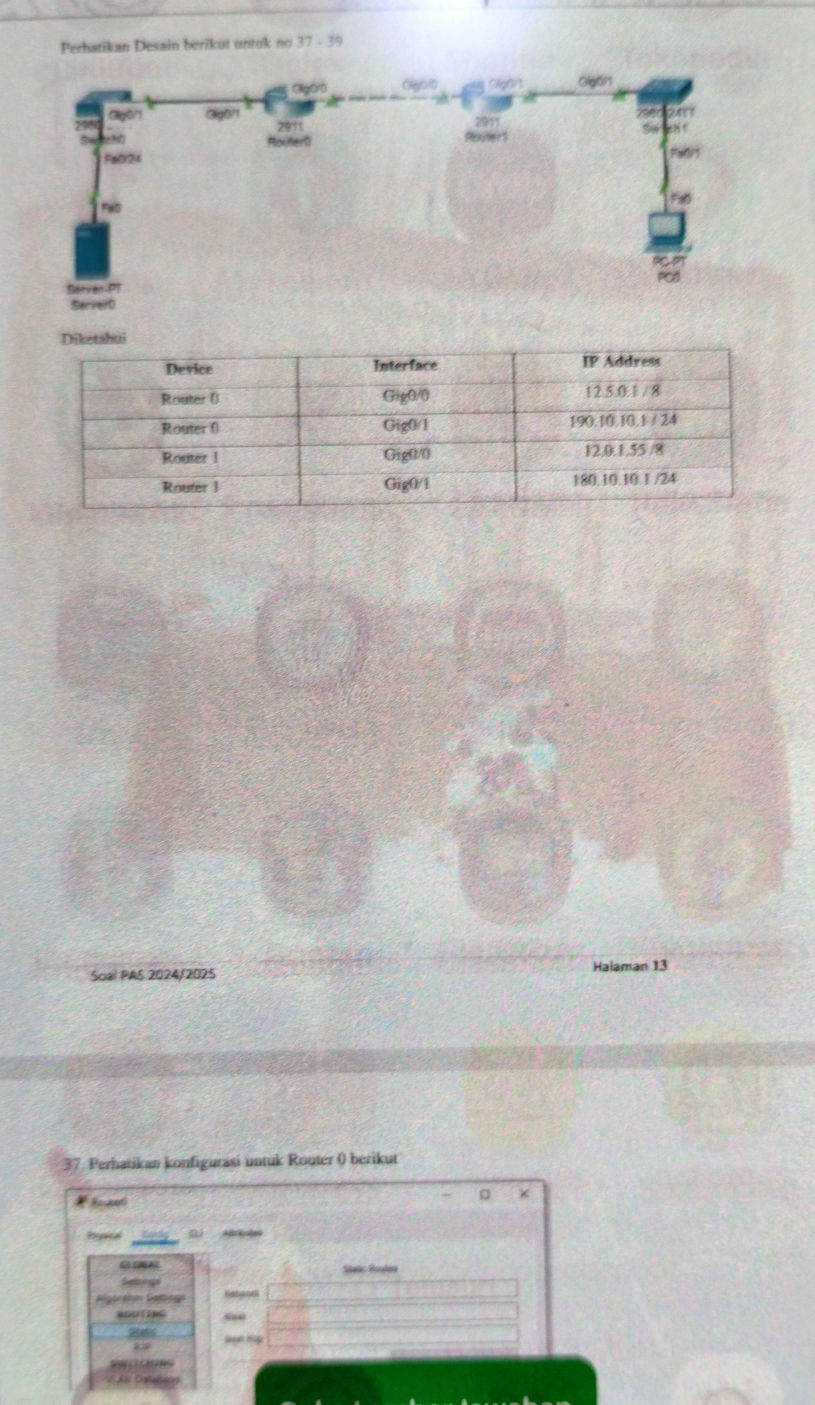 Perhatikan Desain berikut untuk no 37-39 | StudyX