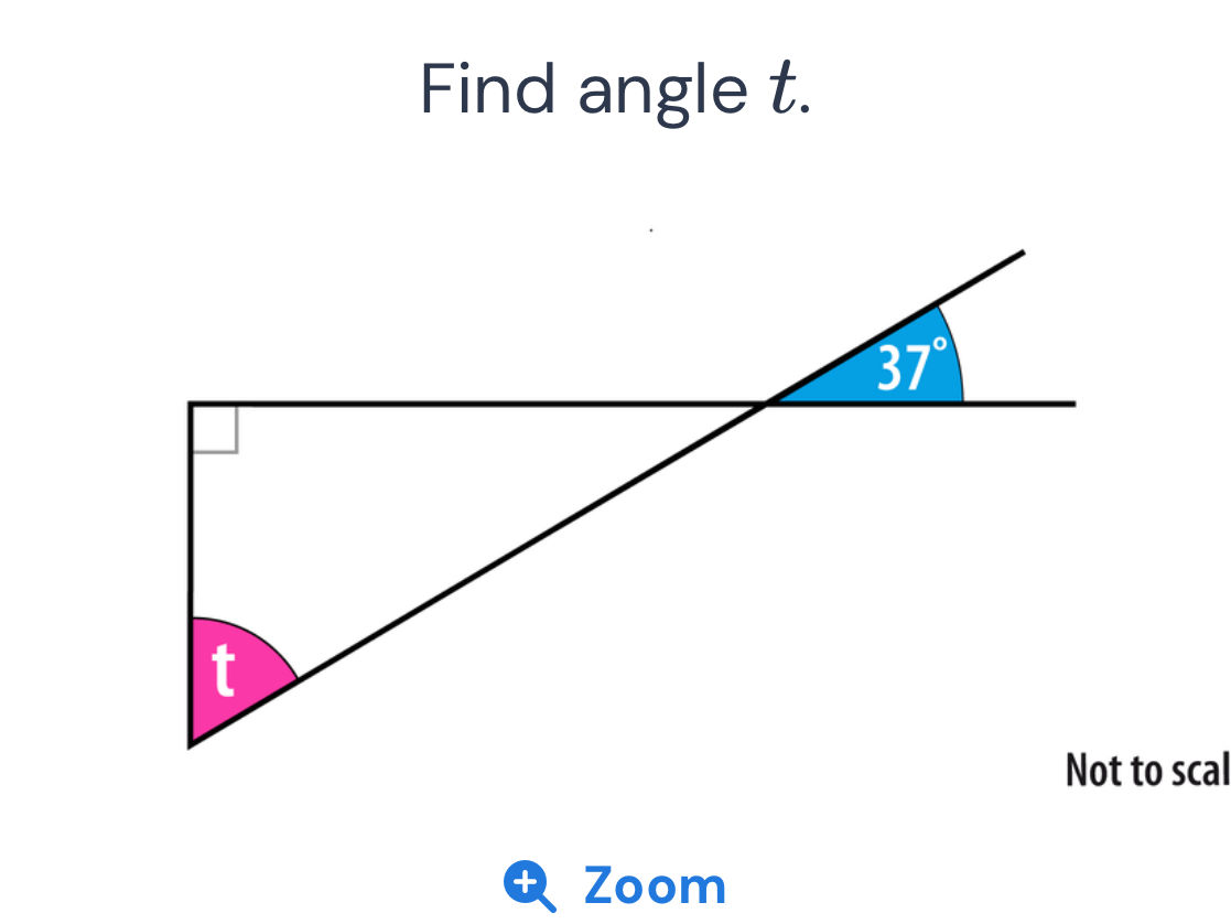 Find angle t with 37 degree angle | StudyX