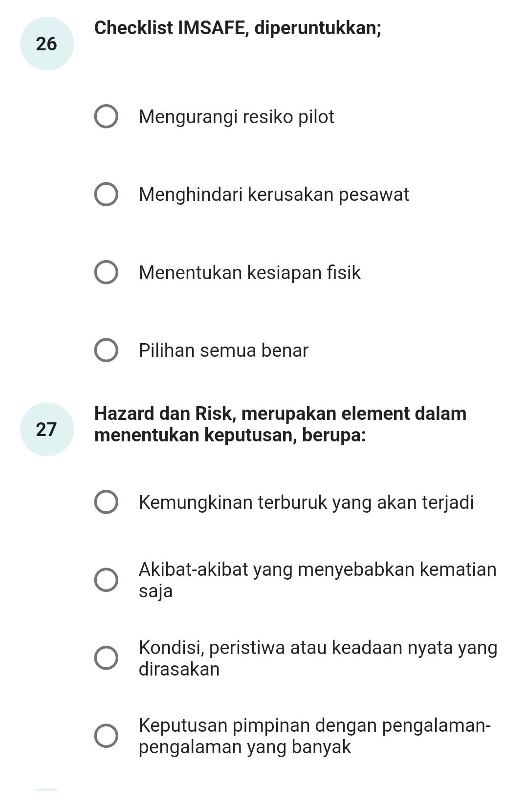26 Checklist IMSAFE, diperuntukkan; | StudyX