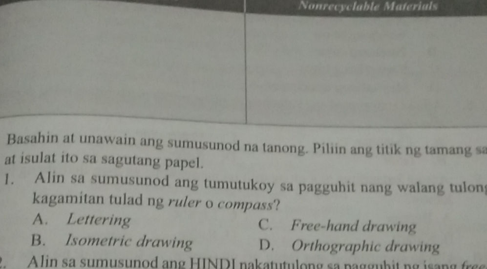 Basahin at unawain ang sumusunod na tanong. | StudyX