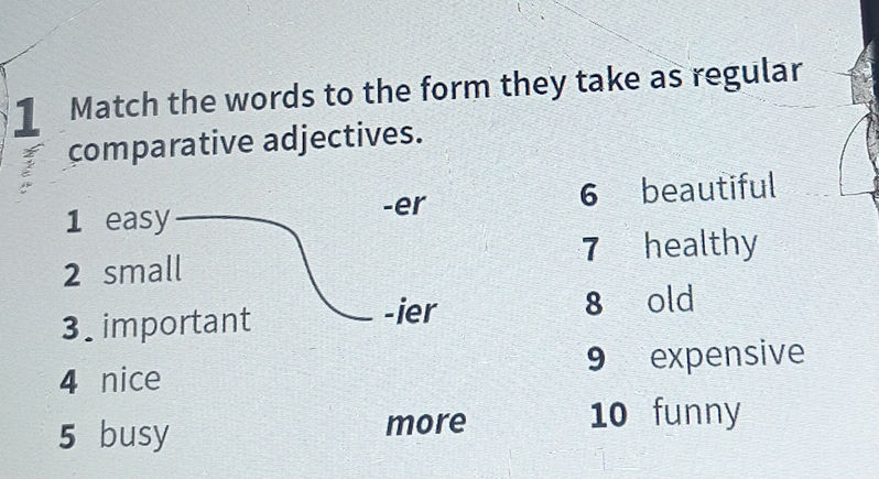 1 Match the words to the form they take as | StudyX