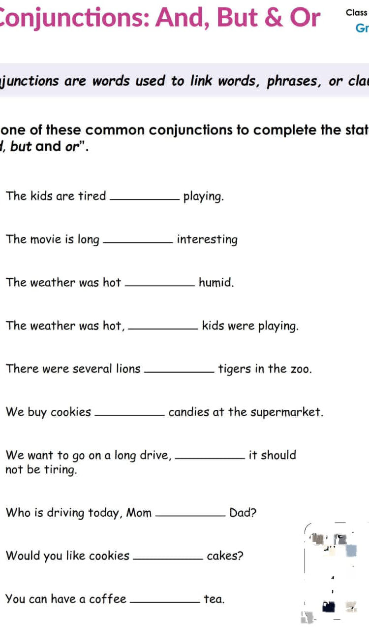 Conjunctions: And, But Or Conjunctions | StudyX