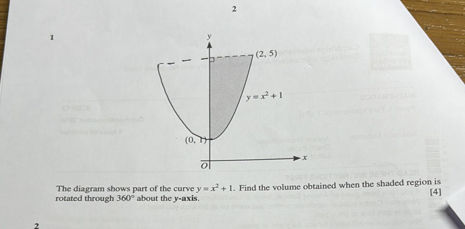 The diagram shows part of the curve $y = x^2