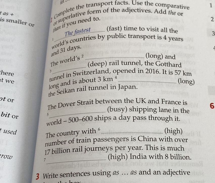 1 Complete the transport facts. Use the | StudyX