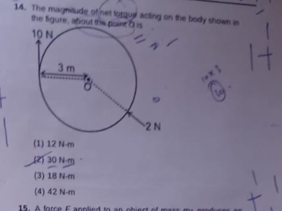 14. The magnitude of net torque acting on | StudyX
