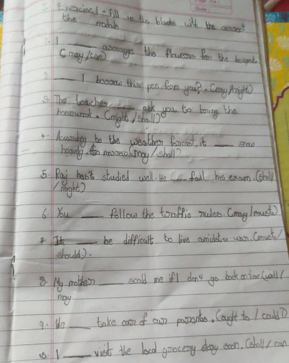 Exercise 1 - Fill in the blanks with the | StudyX