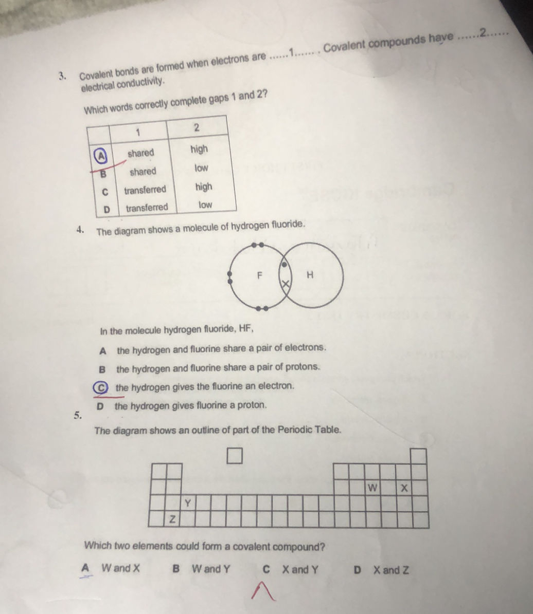 3. Covalent bonds are formed when electrons | StudyX