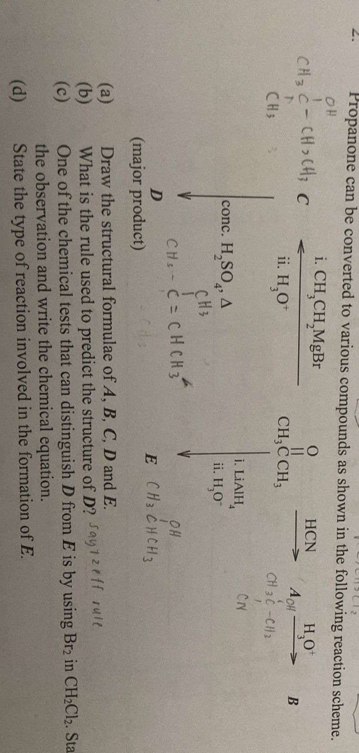 4. Propanone can be converted to various | StudyX