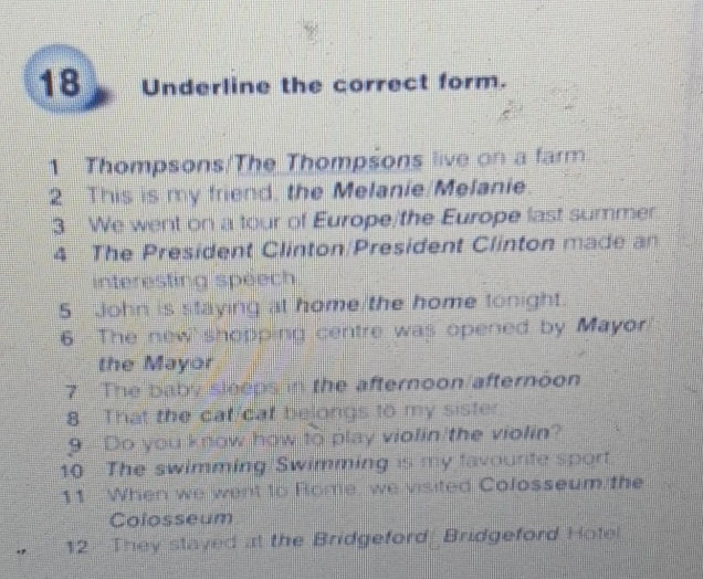 Underline the correct form. 1 Thompsons/The | StudyX