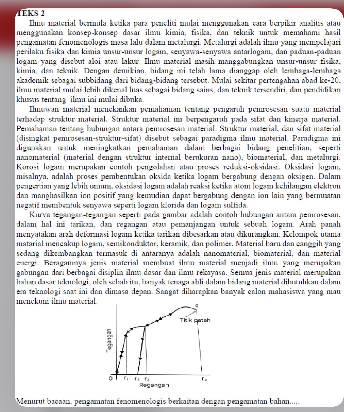 Menurut bacaan, pengamatan fenomenologis | StudyX