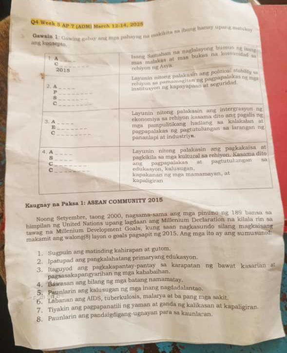 Gawain 1: Growing gabay ang mga pahayag na | StudyX