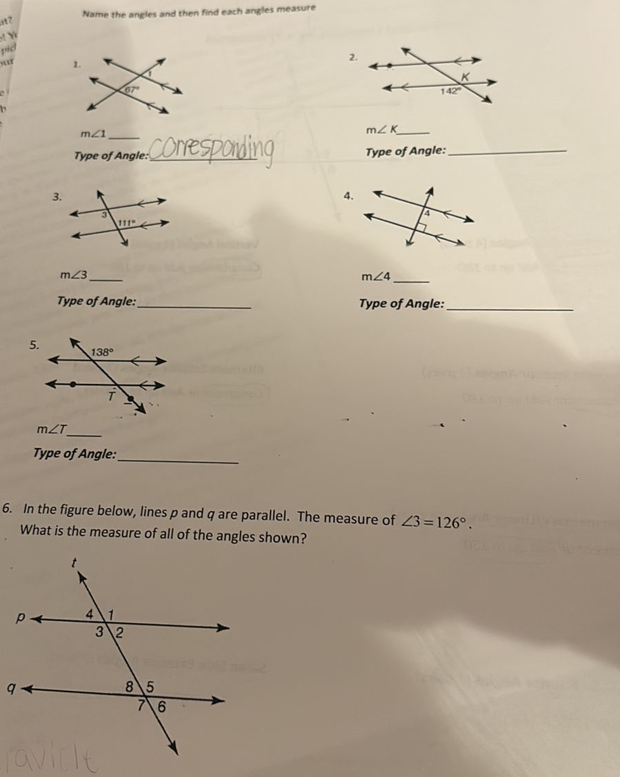 1. Given a diagram with two intersecting | StudyX